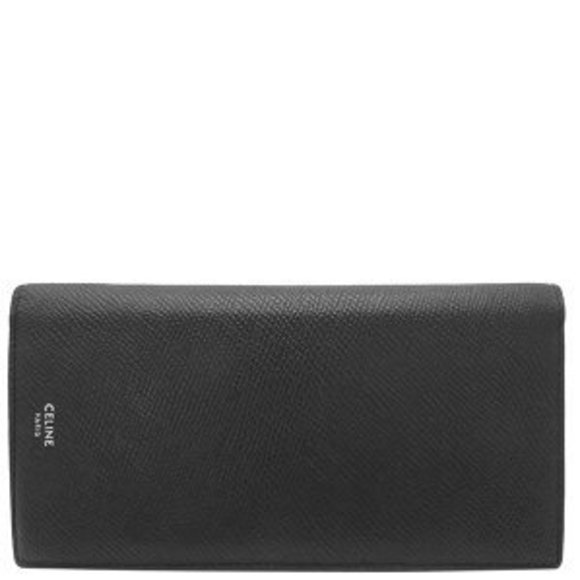 Celine | Bags | Celine Long Wallet Vertical Leather Black Bi Fold ...